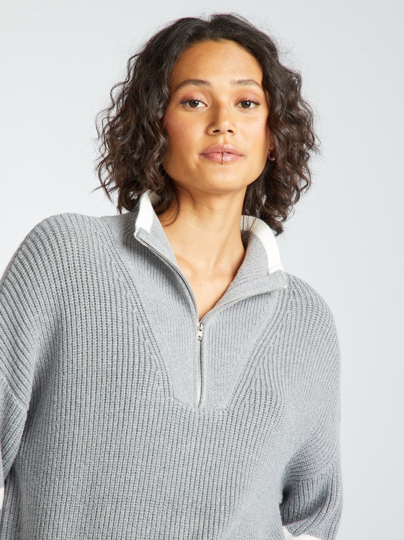 Pull à col camionneur - Gris - 18.00€ - Kiabi