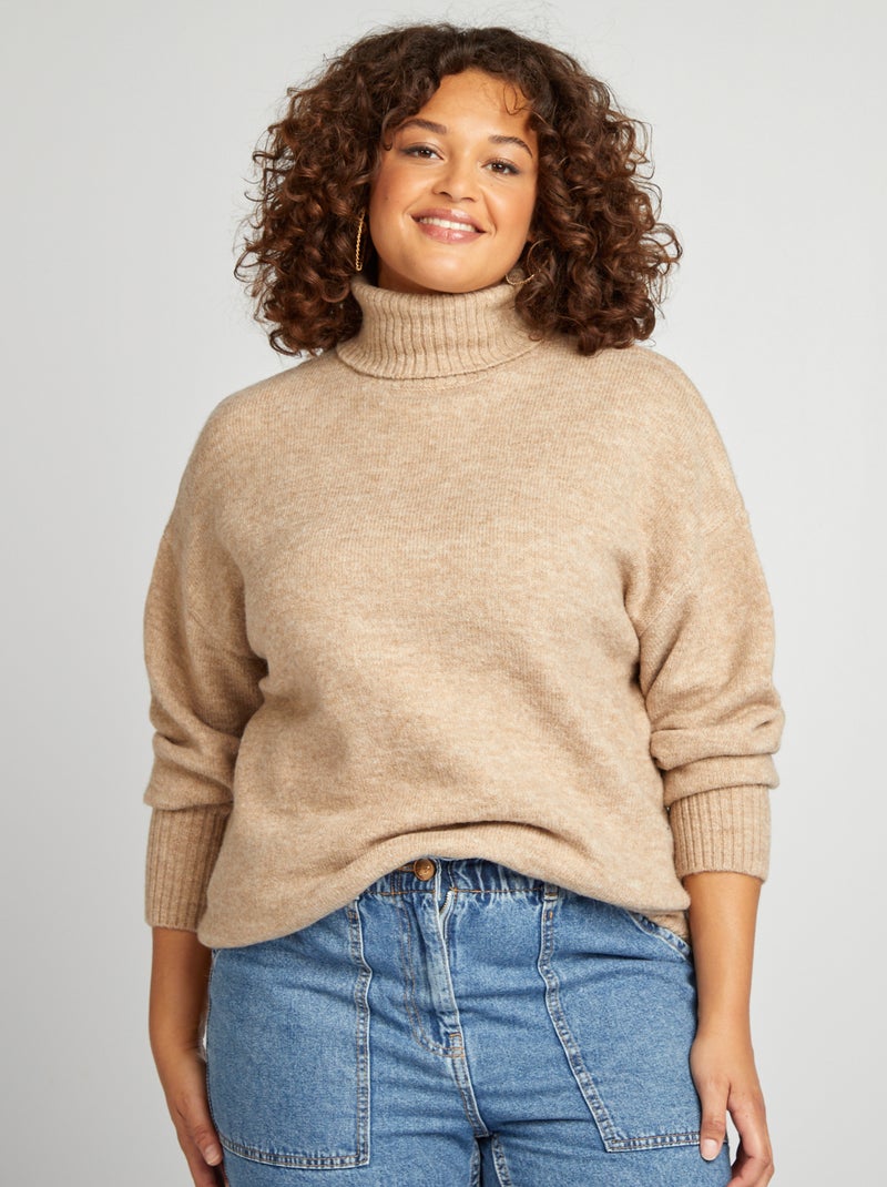 Pull à col roulé - Beige - Grandes tailles - Femme - 6.60€ - Kiabi