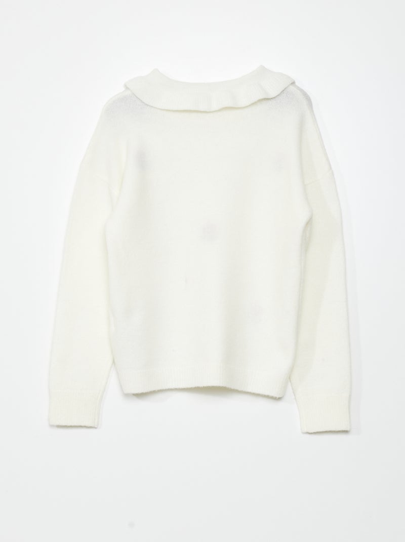 Pull à motifs avec col claudine - blanc - Kiabi - 12.00€