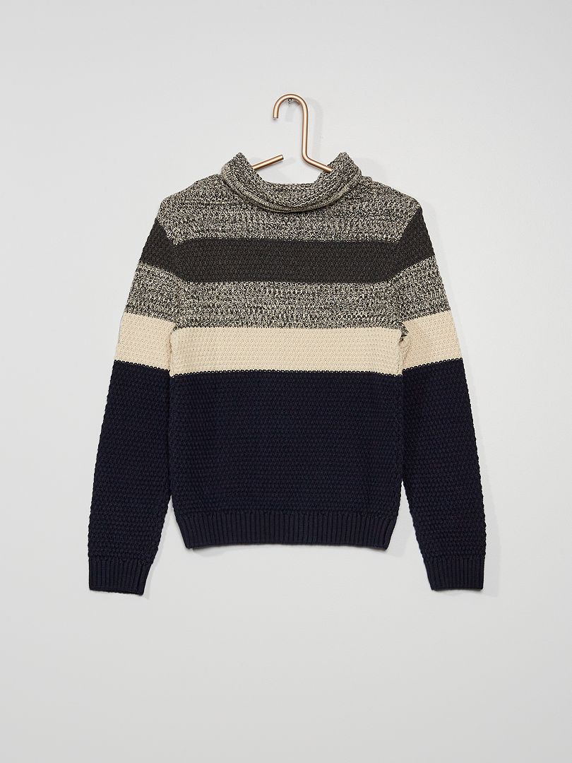 Pull avec capuche en maille tricot - gris - Kiabi - 12.00€