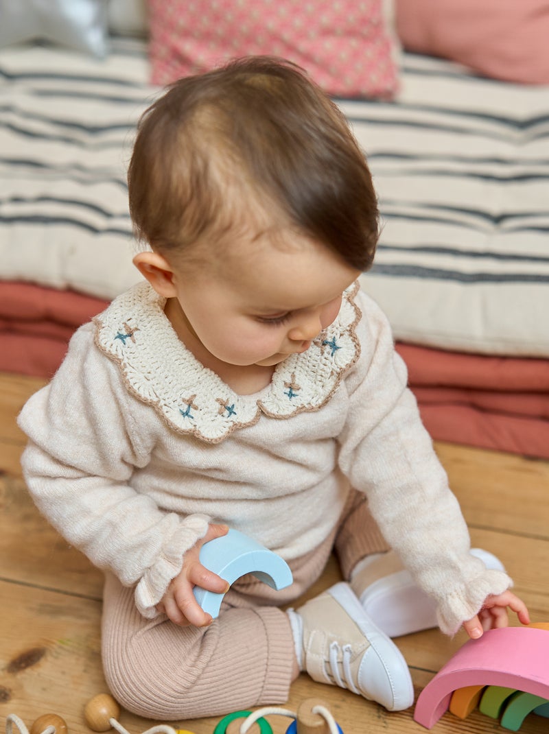 Pull col claudine - Beige - Bébé fille - 3.60€ - Kiabi