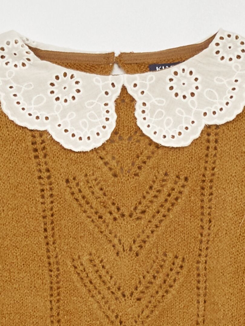 Pull col claudine en maille - Moutarde - Kiabi - 12.00€