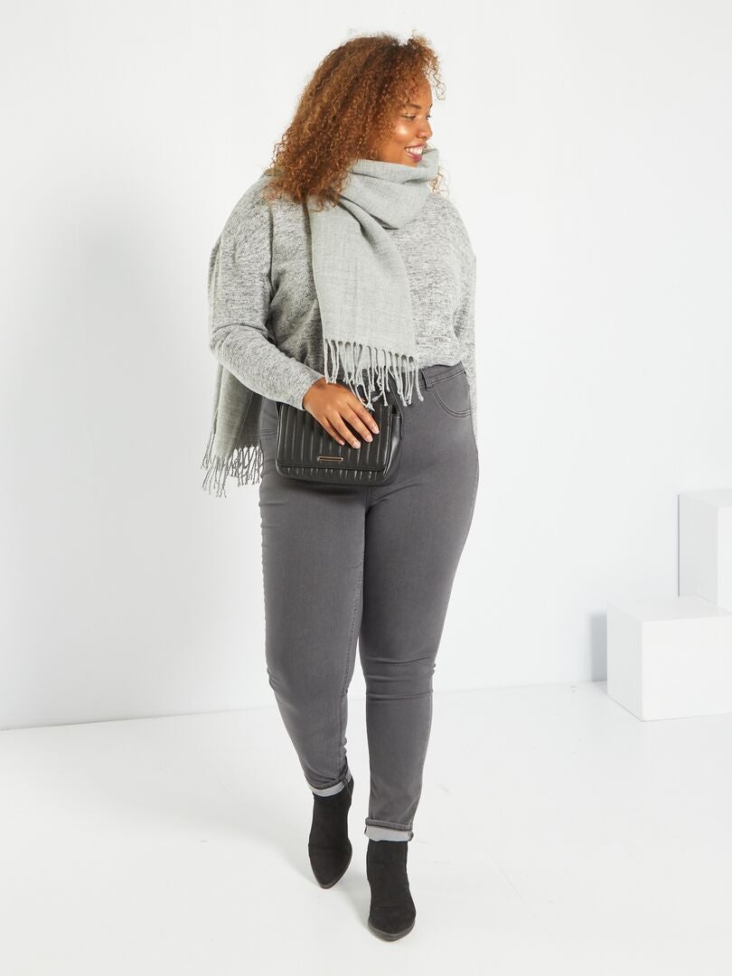 Pull col polo en maille douce - Gris - Kiabi - 15.00€