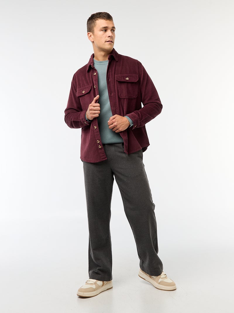 Pull col rond gaufré uni - Bleu - Homme - 20.00€ - Kiabi