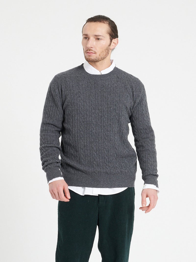 Pull col rond homme en cachemire - ZACH 5 - gris anthracite - 99.00 ...