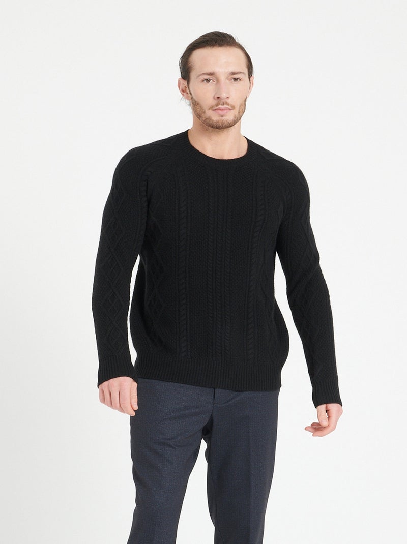 Pull col rond homme en cachemire 6 fils ZACH 1 - Noir - 149.00€ - Kiabi