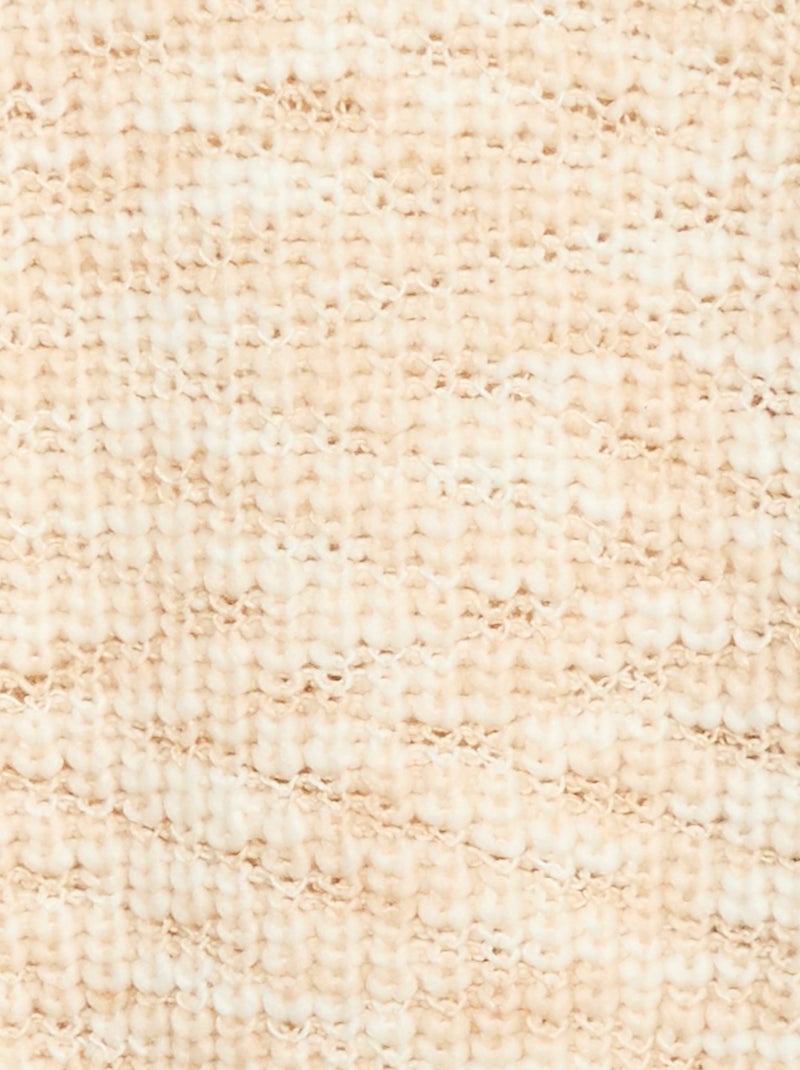 Pull col rond manches longues - Beige - Fille - 13.00€ - Kiabi