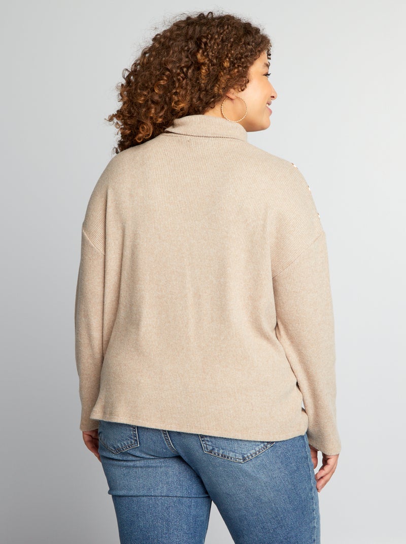 Pull col roulé - Beige - Grandes tailles - 18.00€ - Kiabi