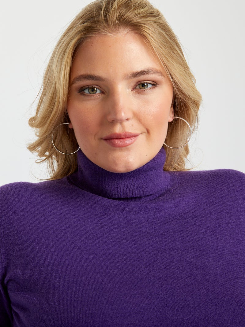 Pull col roulé en maille - Violet - Kiabi - 15.00€