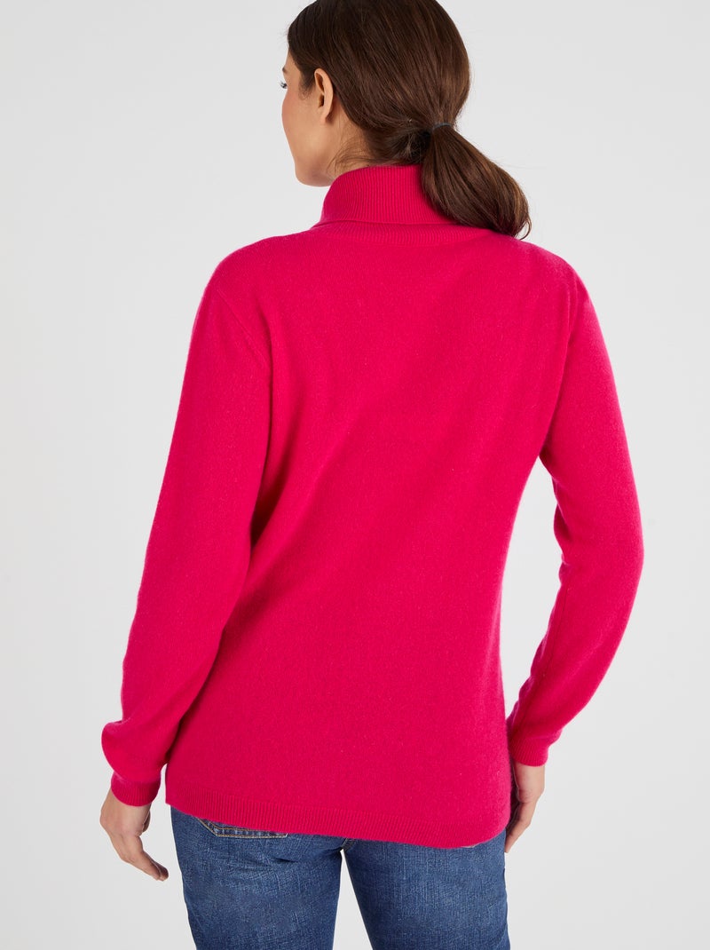 Pull col roulé en pur cachemire - Damart - Rose - Femme - 90.30€ - Kiabi