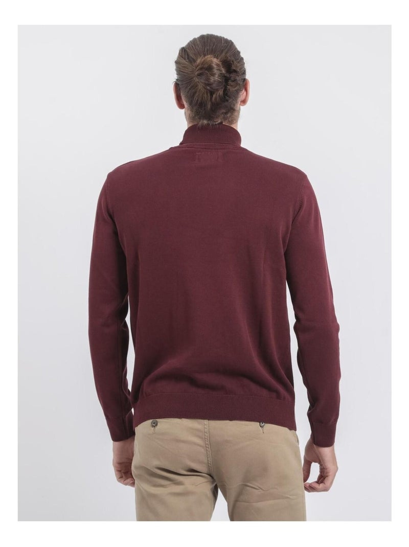 Pull col roulé pur coton LODIRK - Bordeaux - 0.00€ - Kiabi