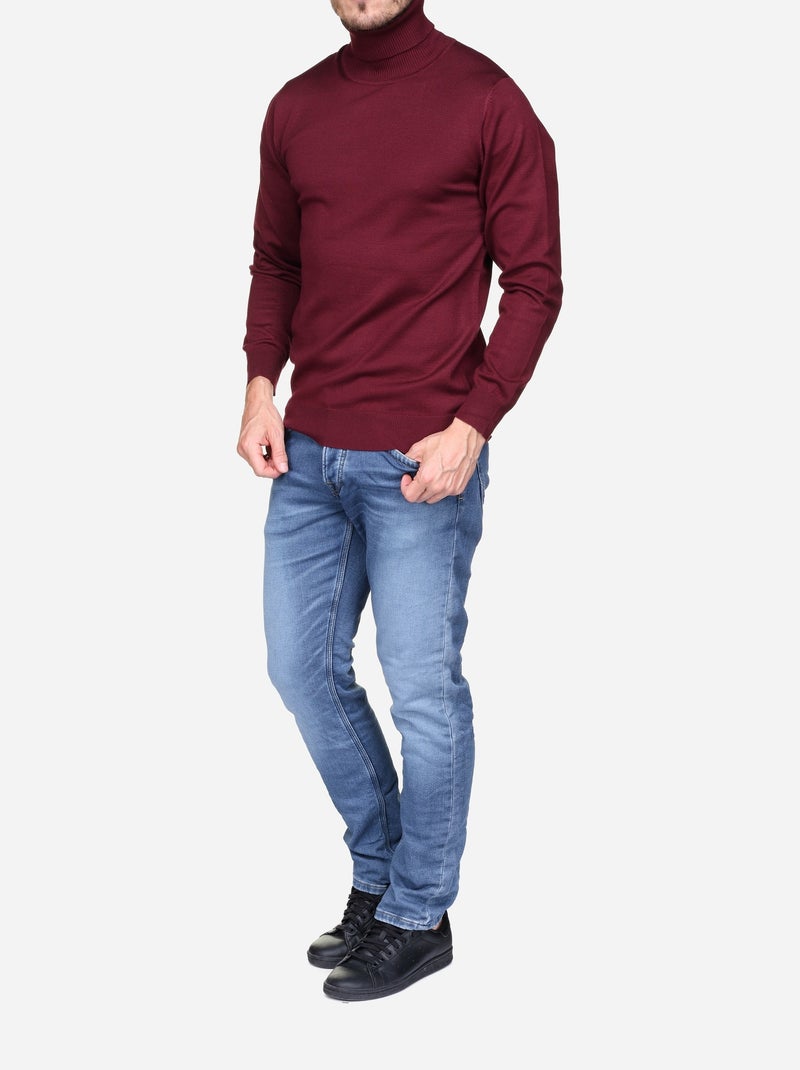 Pull col roulé - Rouge - Homme - 19.90€ - Kiabi