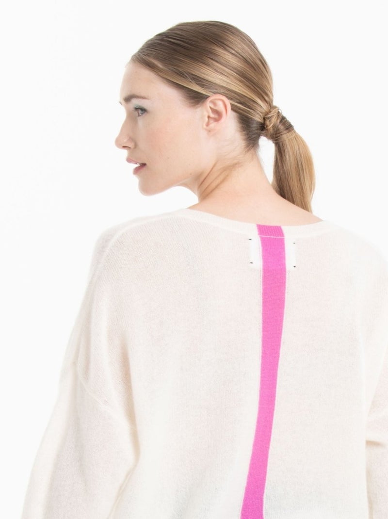 Pull col V en cachemire NAMI 23 - Blanc Ecru - Femme - 169.00€ - Kiabi