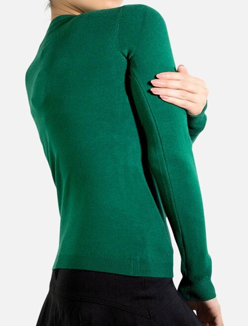 Pull vert femme col v