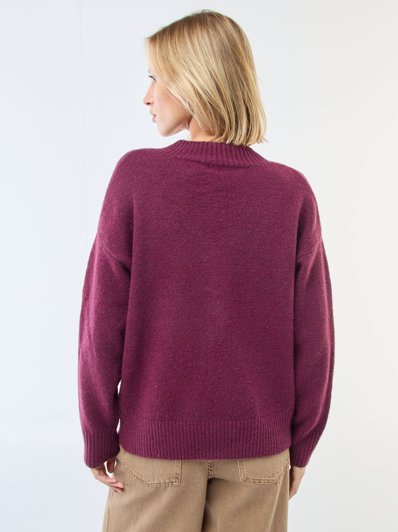 Pull col V uni - Rouge - Femme - 15.00€ - Kiabi