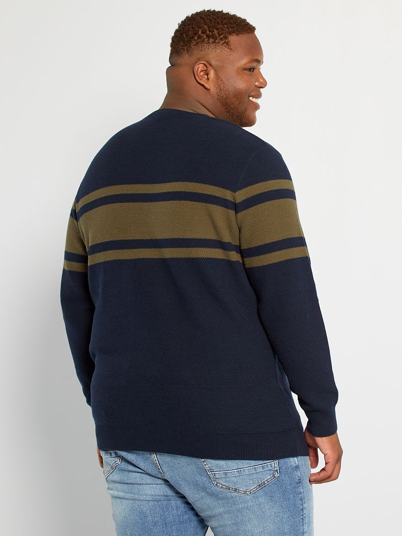 Pull color block - bleu marine/kaki - Kiabi - 20.00€