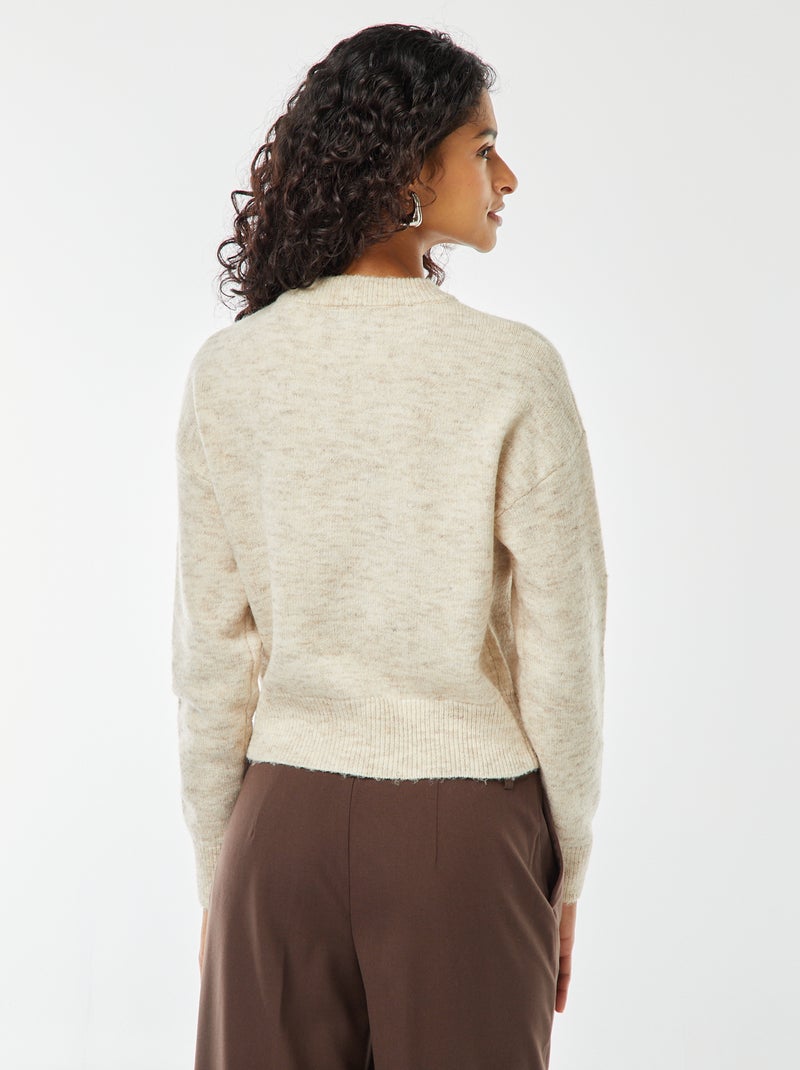 Pull crop top en maille douce - Beige clair - Ado fille - 3.90€ - Kiabi