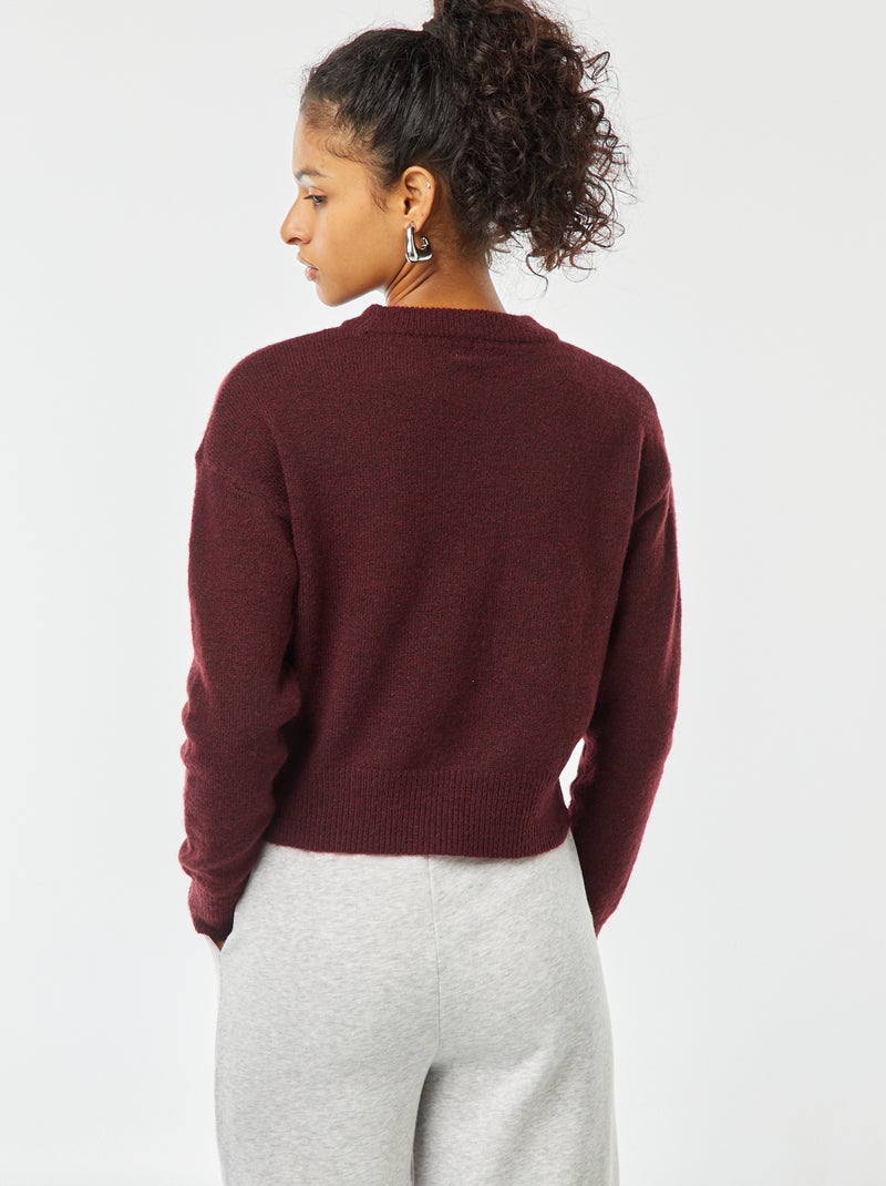 Pull crop top en maille douce - Bordeaux - Ado fille - 3.90€ - Kiabi