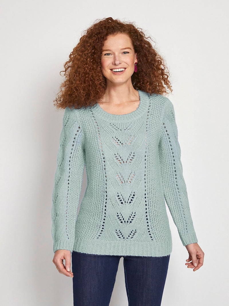 Pull doux en maille fantaisie - Bleu aqua - Femme - 39.99€ - Kiabi