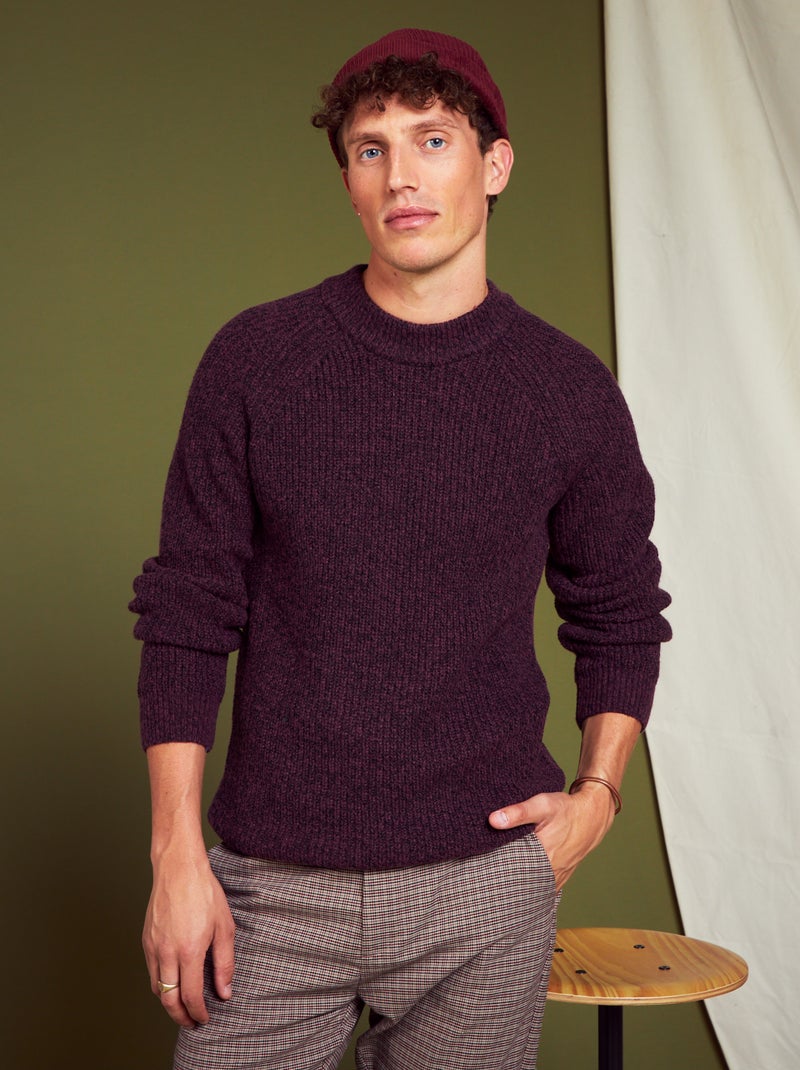 Pull en grosse maille à col rond - Rouge - Kiabi - 18.00€