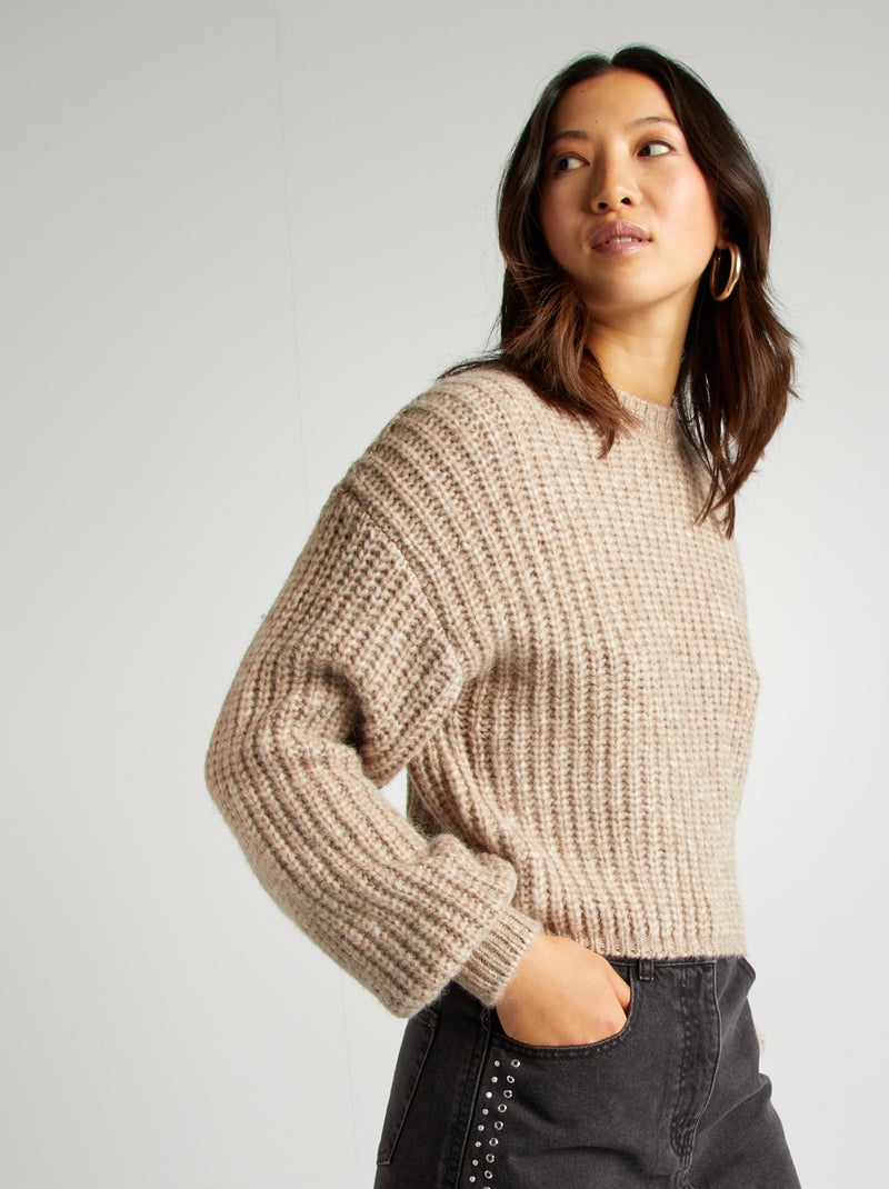 Pull en grosse maille - Gris - Kiabi - 5.40€