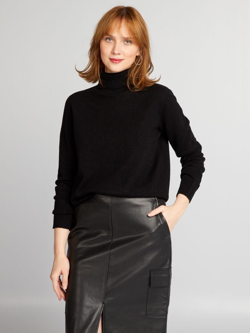 Pull en laine à col roulé - Noir - Kiabi - 30.00€
