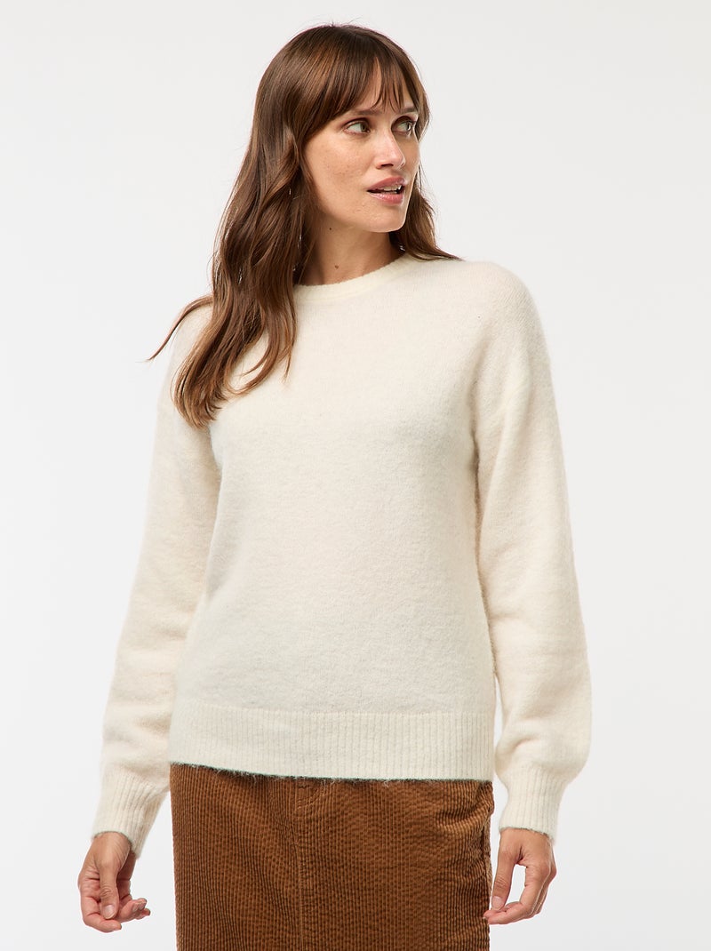 Pull en laine et mohair mélangé - Beige - Femme - 9.00€ - Kiabi