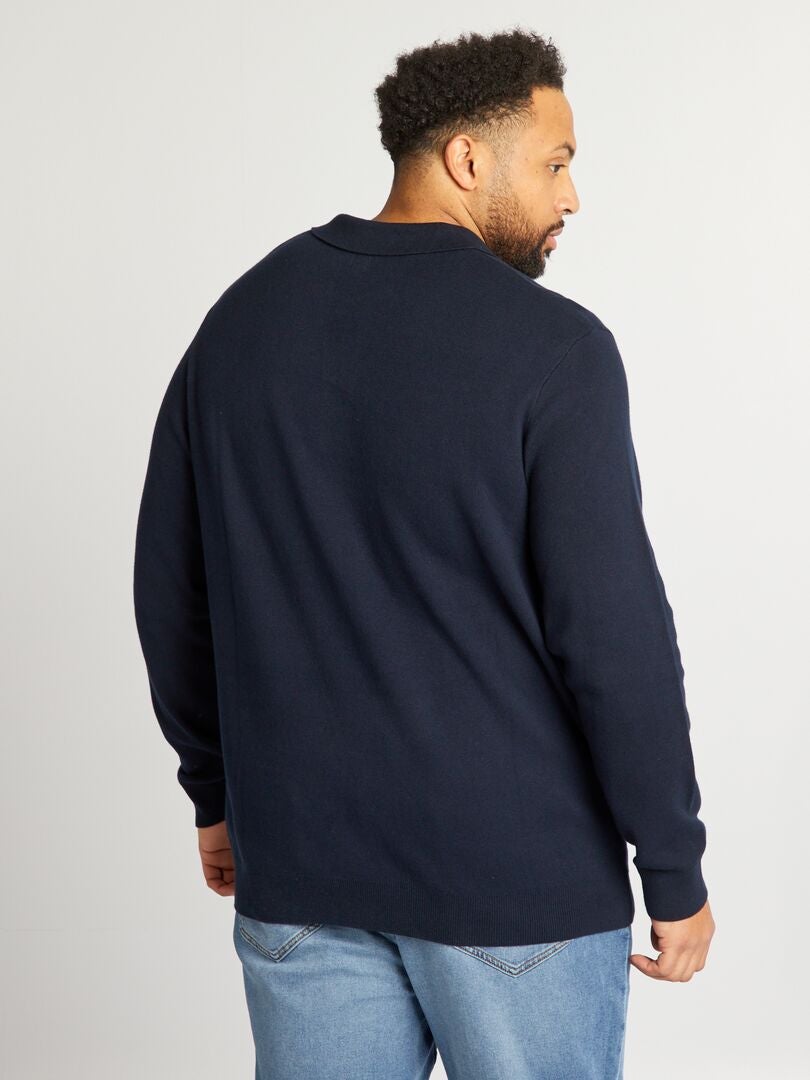 Pull en maille à col polo - Bleu marine - Kiabi - 22.00€