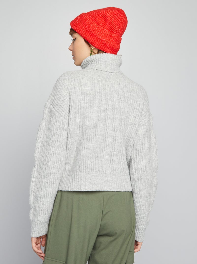 Pull en maille à col roulé - Gris - Kiabi - 15.00€