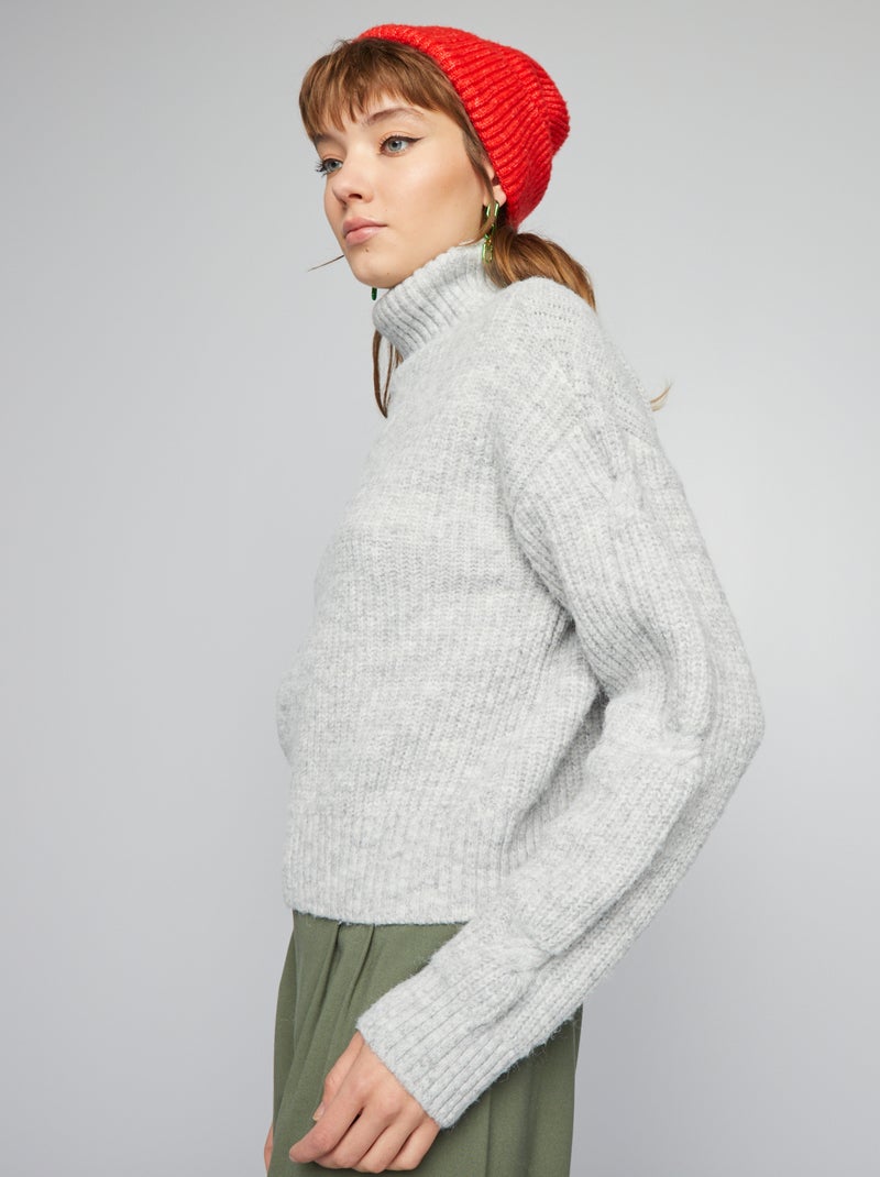 Pull en maille à col roulé - Gris - Kiabi - 15.00€