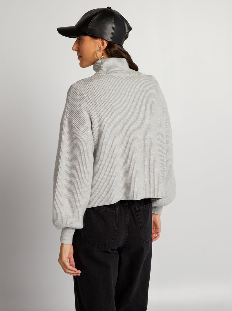 Pull en maille à col roulé - Gris - Kiabi - 20.00€