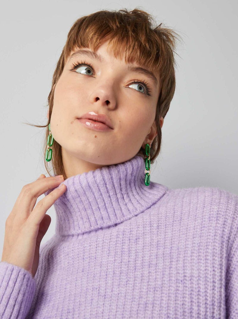 Pull en maille à col roulé - Lilas - Kiabi - 15.00€