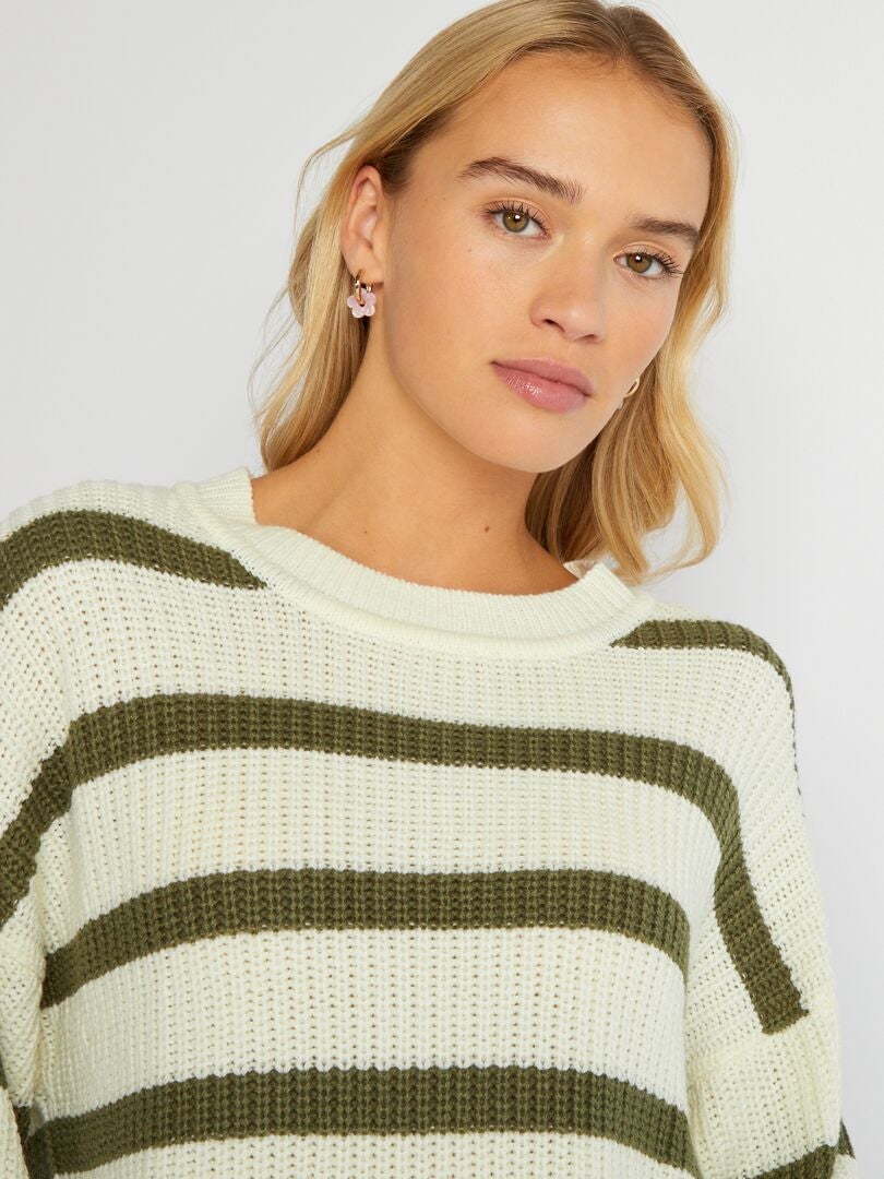 Pull en maille à rayures 'JDY' - Beige - Kiabi - 28.00€