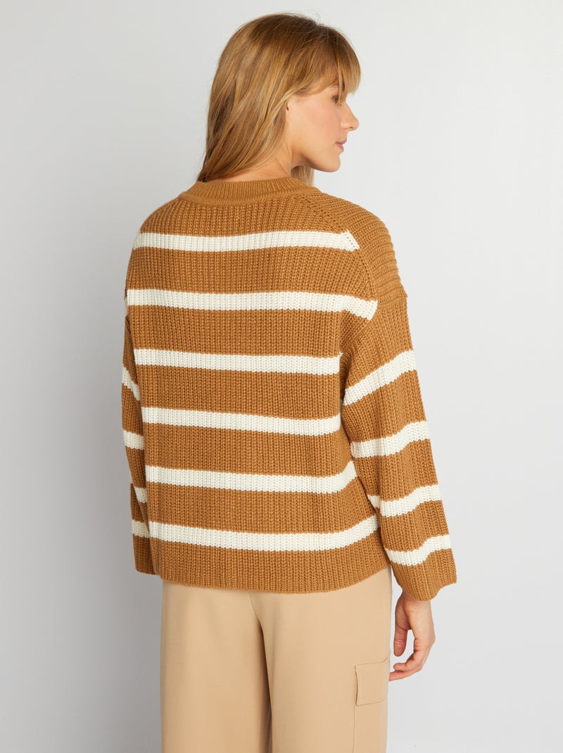 Pull en maille à rayures 'JDY' - Camel - Kiabi - 28.00€