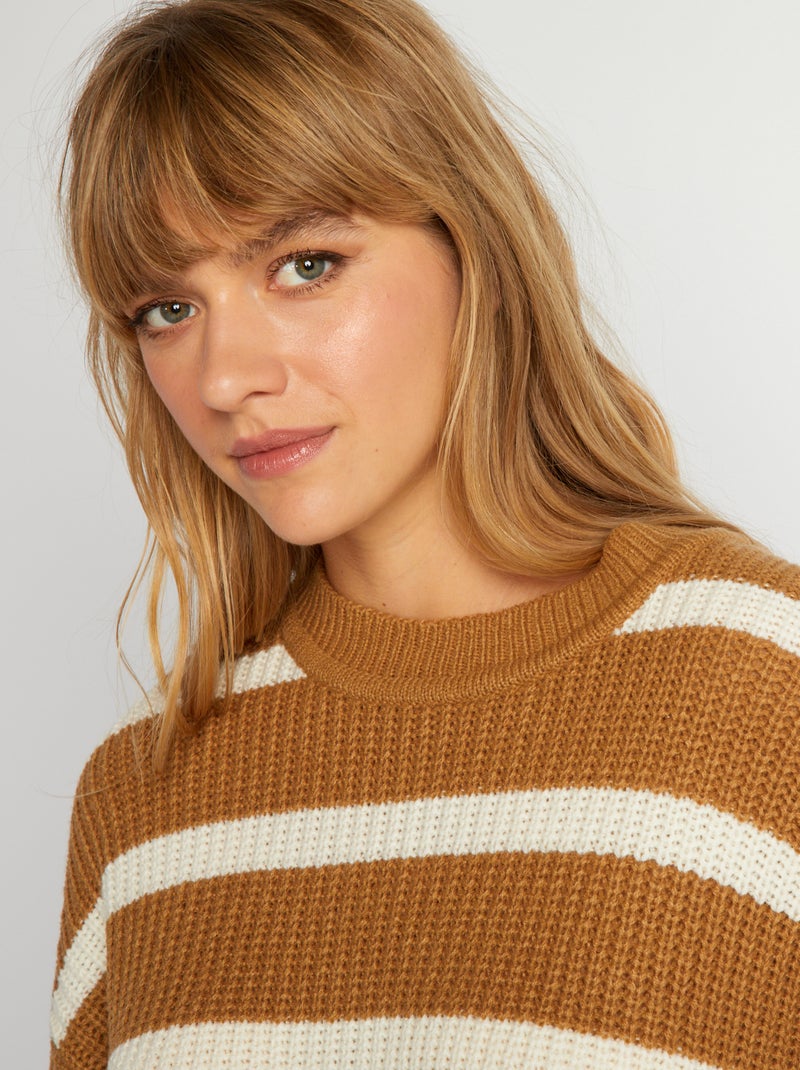 Pull en maille à rayures 'JDY' - Camel - Kiabi - 28.00€