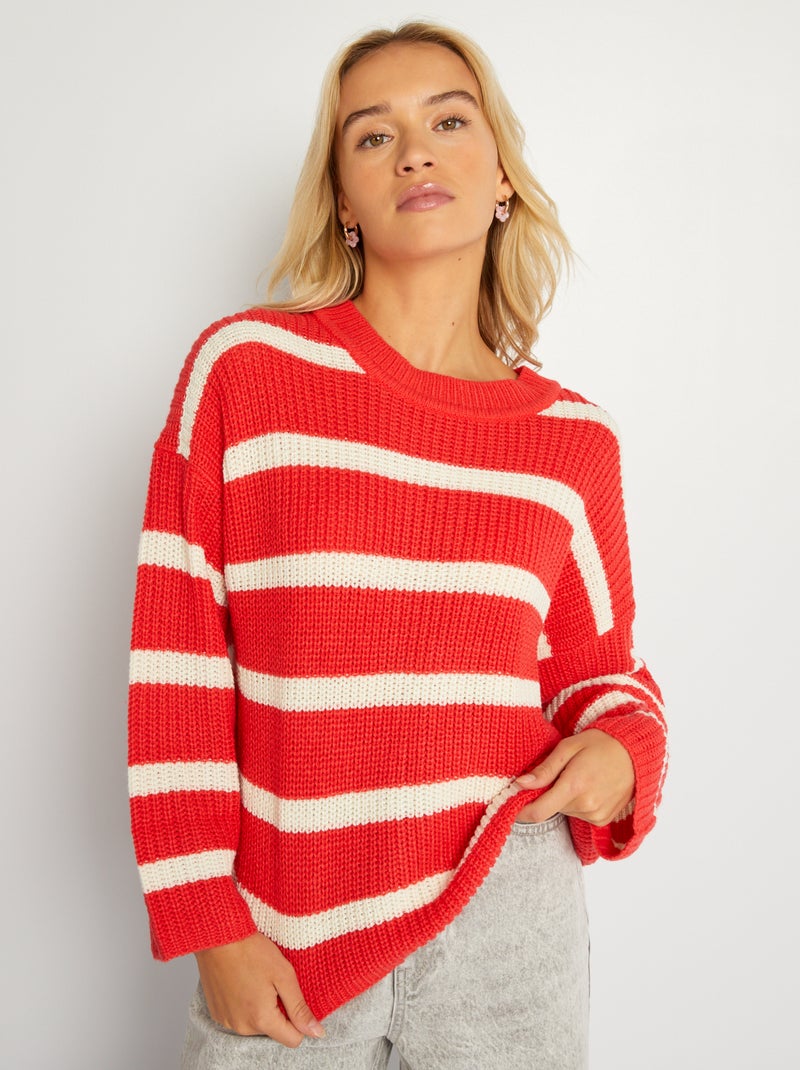 Pull en maille à rayures 'JDY' - Rose - Kiabi - 28.00€