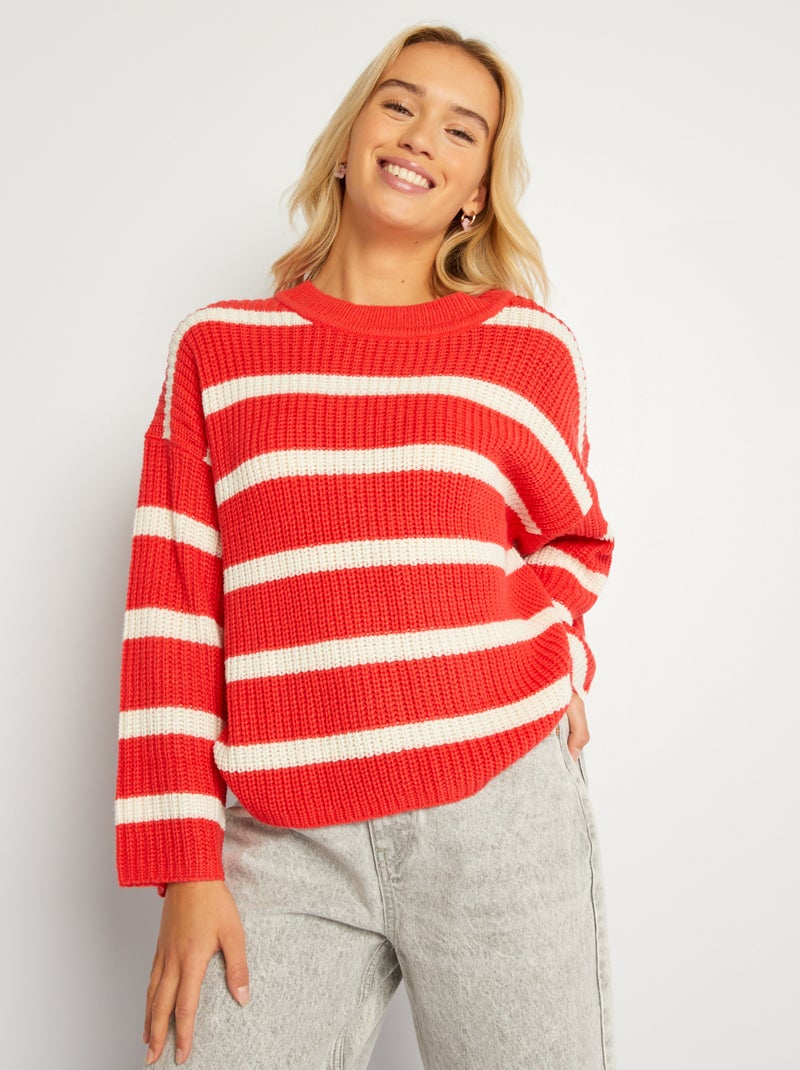 Pull en maille à rayures 'JDY' - Rose - Kiabi - 28.00€