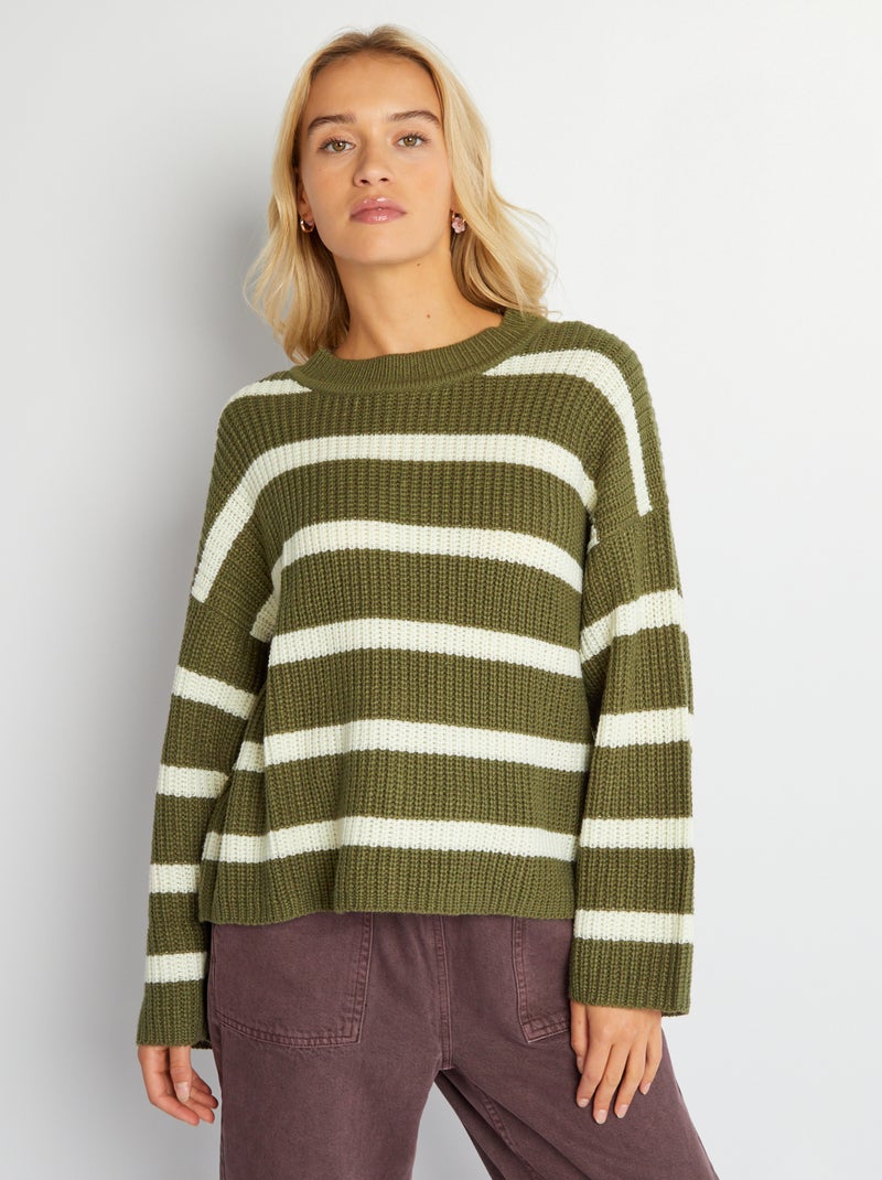 Pull en maille à rayures 'JDY' - Vert - Kiabi - 28.00€