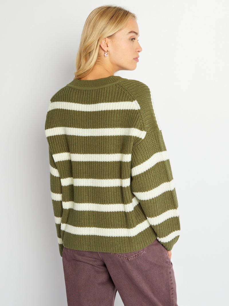 Pull en maille à rayures 'JDY' - Vert - Kiabi - 28.00€