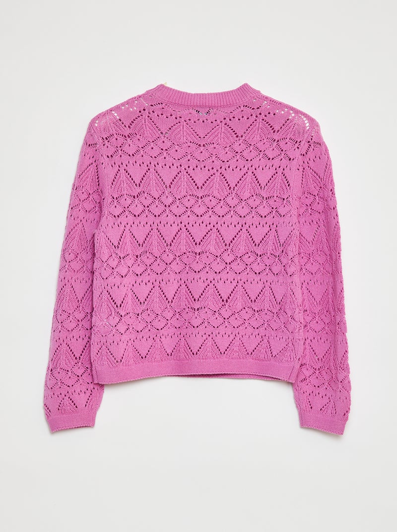 Pull en maille ajourée - Rose - Fille - 3.60€ - Kiabi