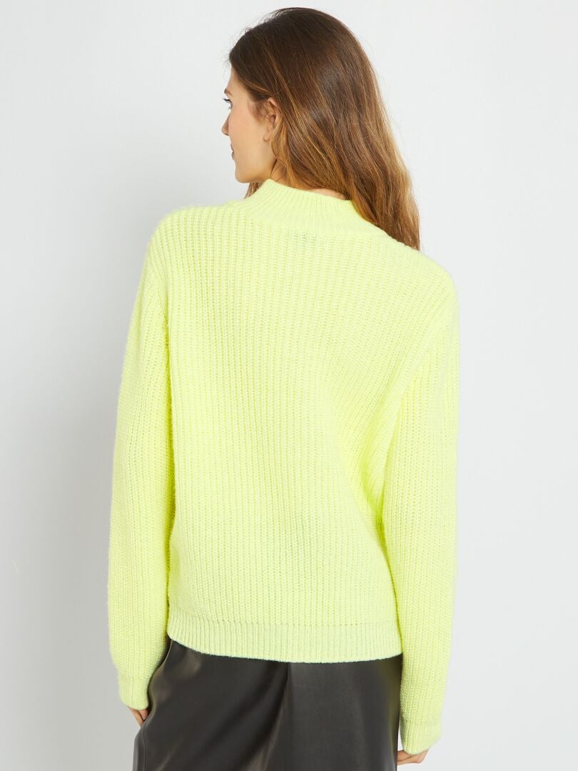 Pull en maille avec col camionneur - jaune - Kiabi - 18.00€