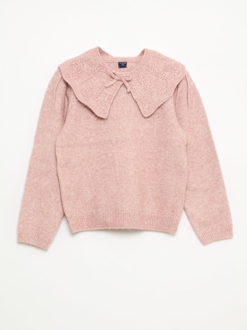 Pull en maille avec collerette amovible - Rose - Fille - 3.60€ - Kiabi