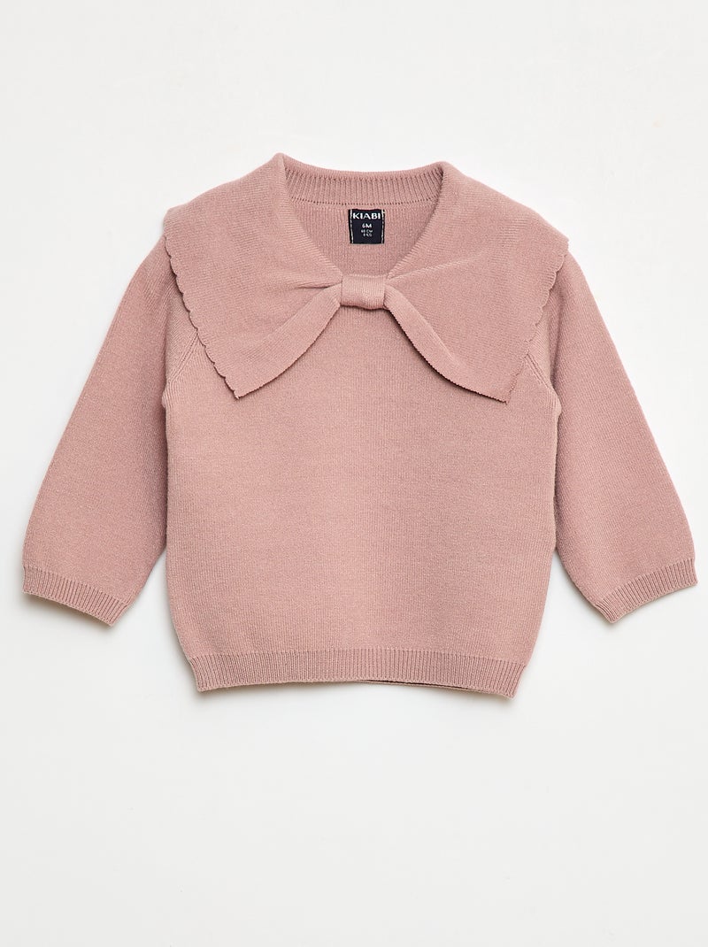Pull en maille avec un large nœud fantaisie devant - Rose - Bébé fille ...