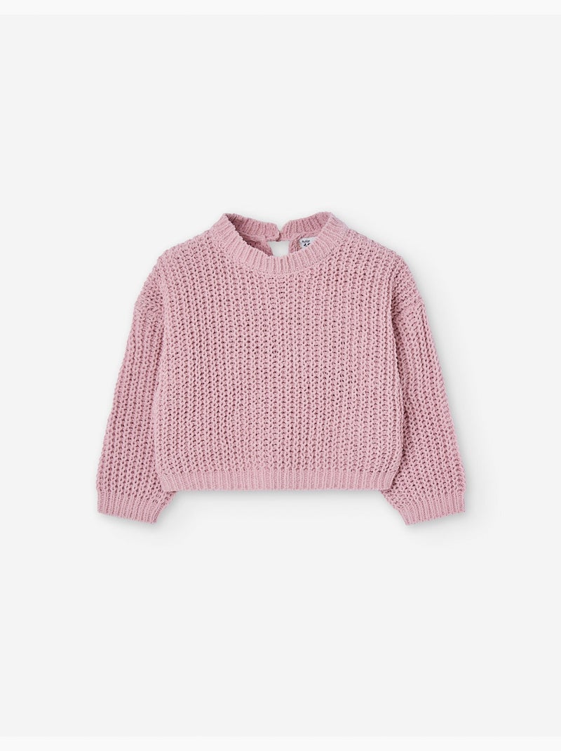 Pull en maille chenille à épaules tombantes - Rose - Bébé fille - 0.00 ...
