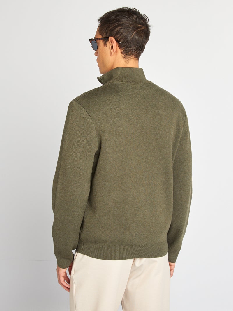 Pull en maille col camionneur zippé - Vert - Homme - 6.60€ - Kiabi
