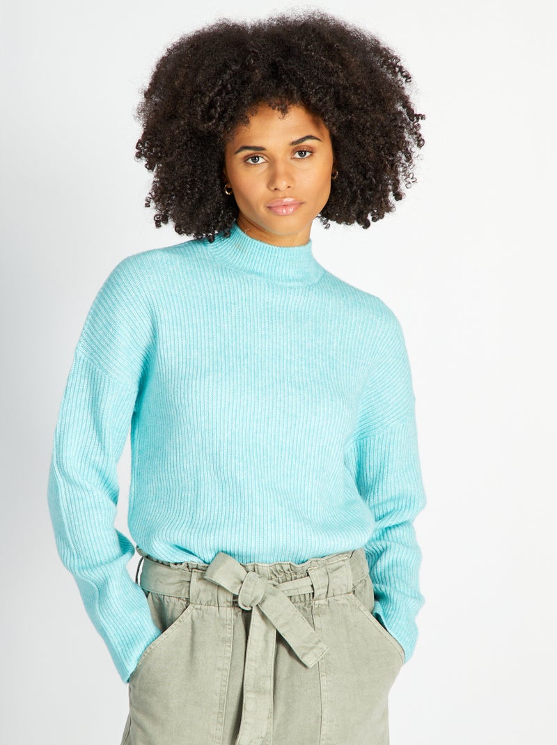 Pull en maille col montant - Bleu - Kiabi - 18.00€