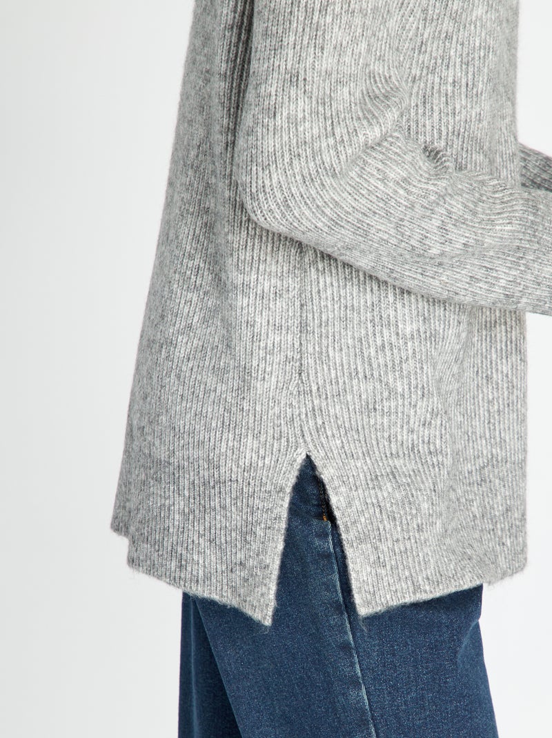 Pull en maille col montant - Gris - Kiabi - 18.00€