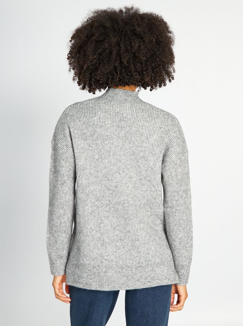 Pull en maille col montant - Gris - Kiabi - 18.00€