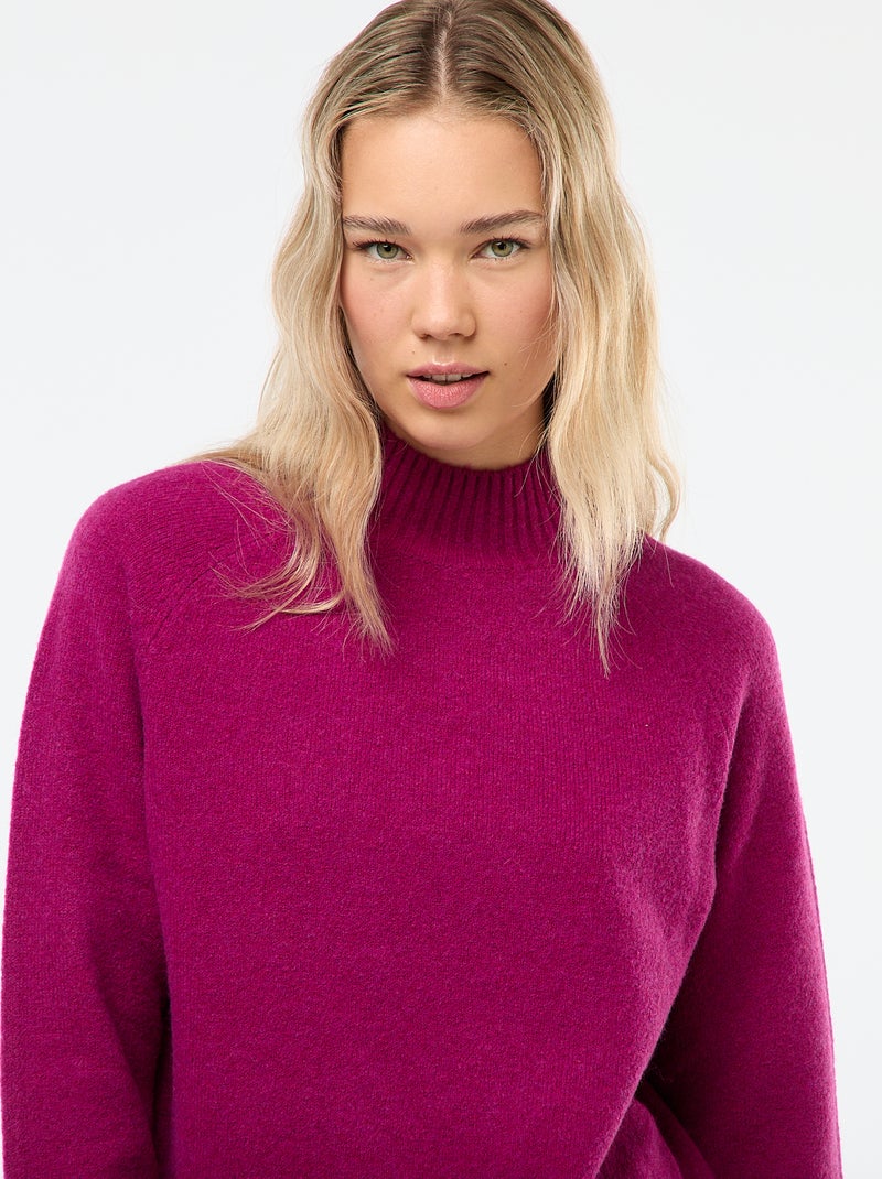 Pull en maille col montant - Violet - Femme - 18.00€ - Kiabi