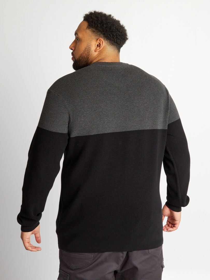 Pull en maille color-block - Noir/gris - Kiabi - 25.00€